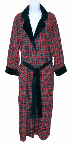 VTG Victoria’s Secret Country Robe Womens XS/S Tartan Plaid Velvet Trim ...