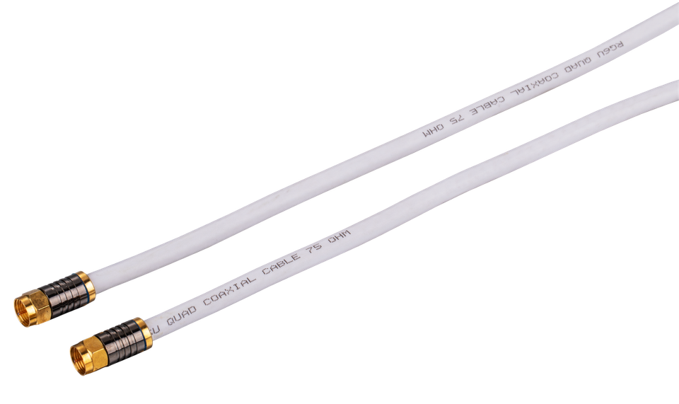 RG6 Quad Cable Black White Coax Coaxial F Extension Wire Satellite TV ...