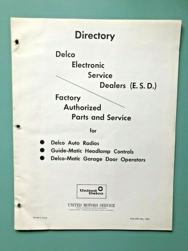 1962 Delco Electronic Service Dealers Directory | eBay