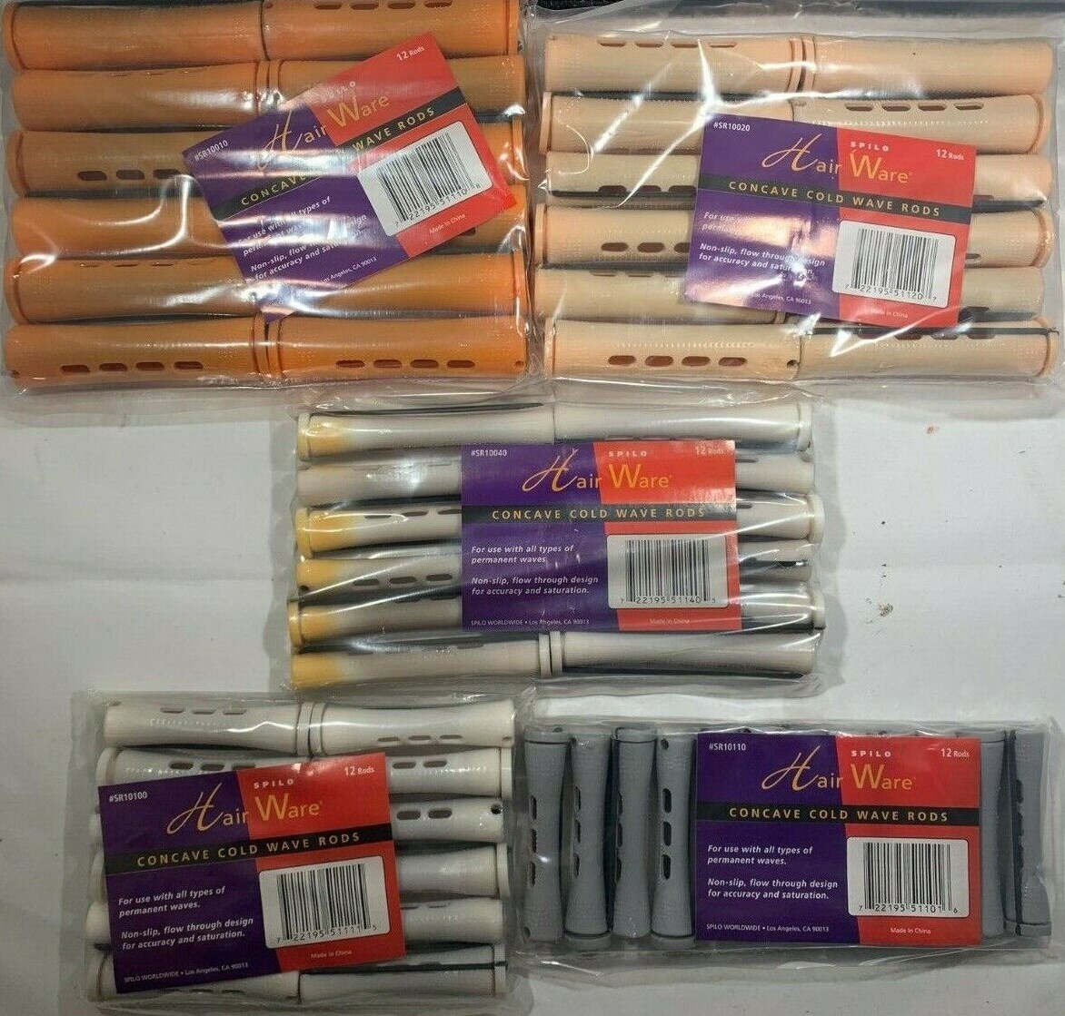 (2 PACK) Spilo Hair Ware Concave Cold Wave Rods, 12 Count - CHOOSE SIZE ...