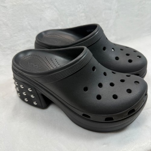 Crocs Siren Platform Clog Heel Studded Black Classic Comfort Women's ...