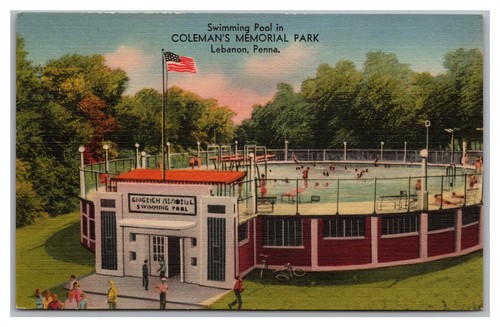 Postcard PA Lebanon Pennsylvania Swimming Pool in Coleman's Memorial ...