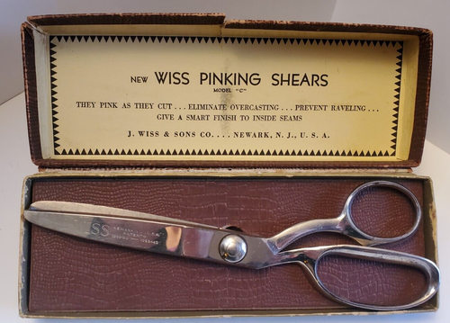 EUC Vintage WISS Metal Pinking Shears Scissors Box Model C Chrome ...