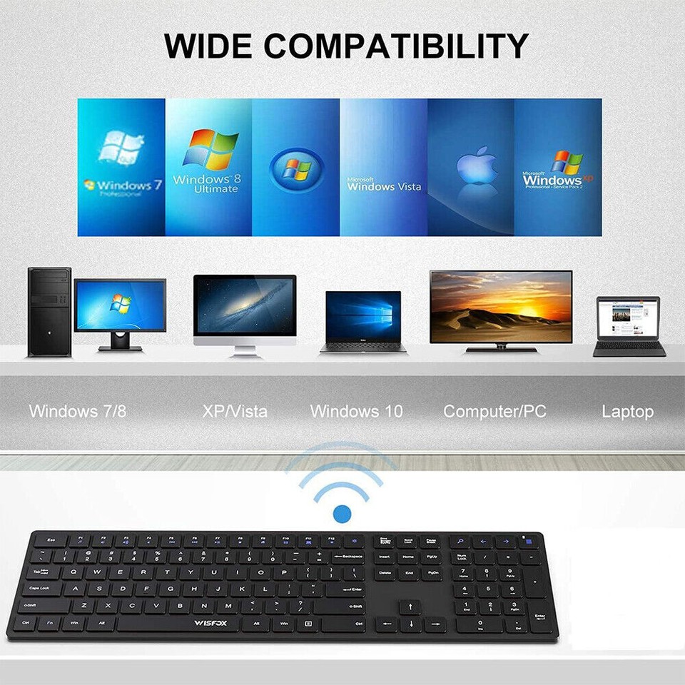 2.4GHz WisFox Wireless Keyboard Lag-Free Ultra Slim Keyboard for ...