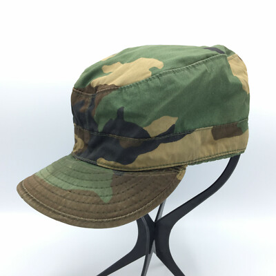 Vintage Authentic Combat Woodland Camouflage US Military Field Cap 7 1/ ...