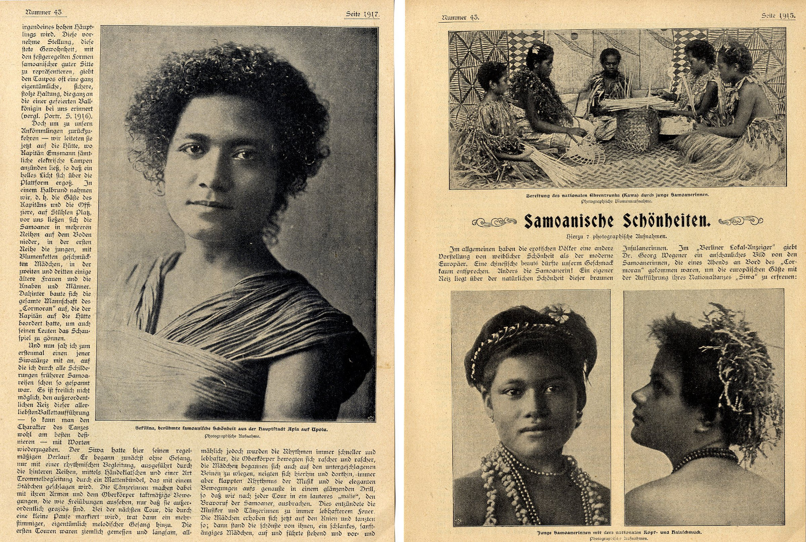 Weibliche Samoanische Schönheiten. Foto-Essay aus Upolo Deutsch-Samoa ...