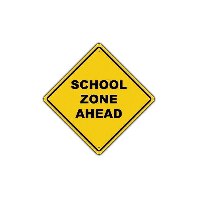 School Zone Ahead Crossing Wall Art Decor Novelty Notice Aluminum Metal ...