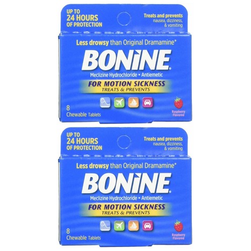 2 Pk Bonine Motion Sickness Relief Protection Chewable Tablets ...