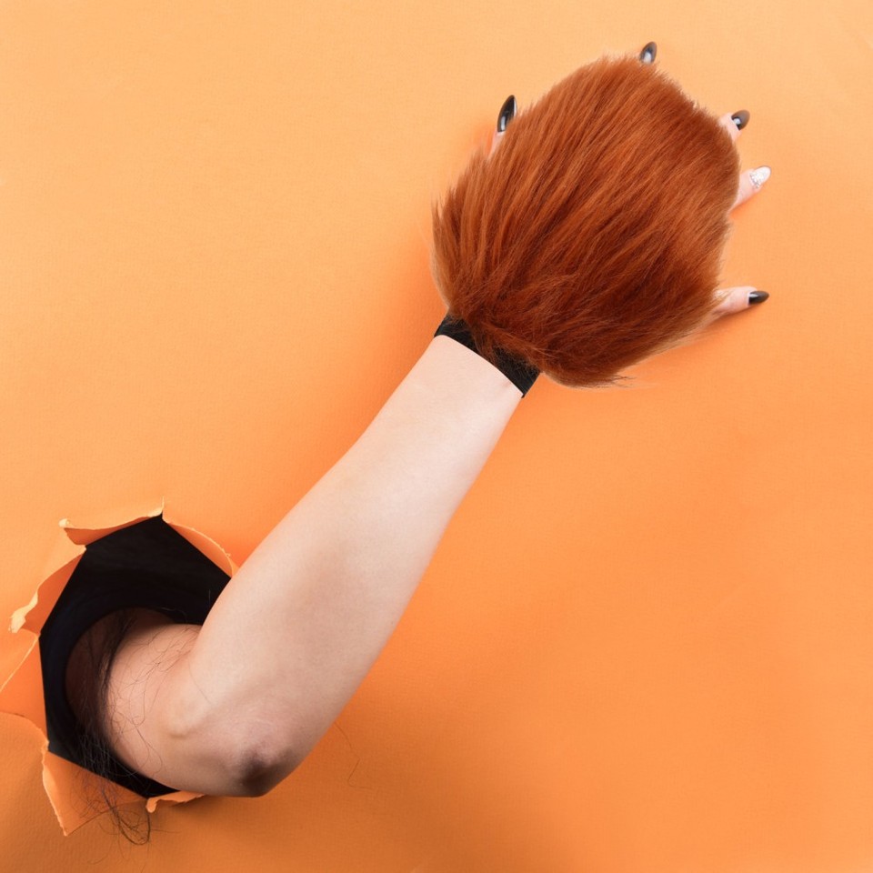 1 Pair Wolf Fingerless Cosplay Gloves Paw Mittens Faux Paw Gloves ...