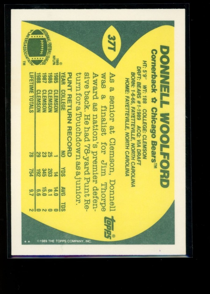 1989 Topps Traded #37T Donnell Woolford | eBay