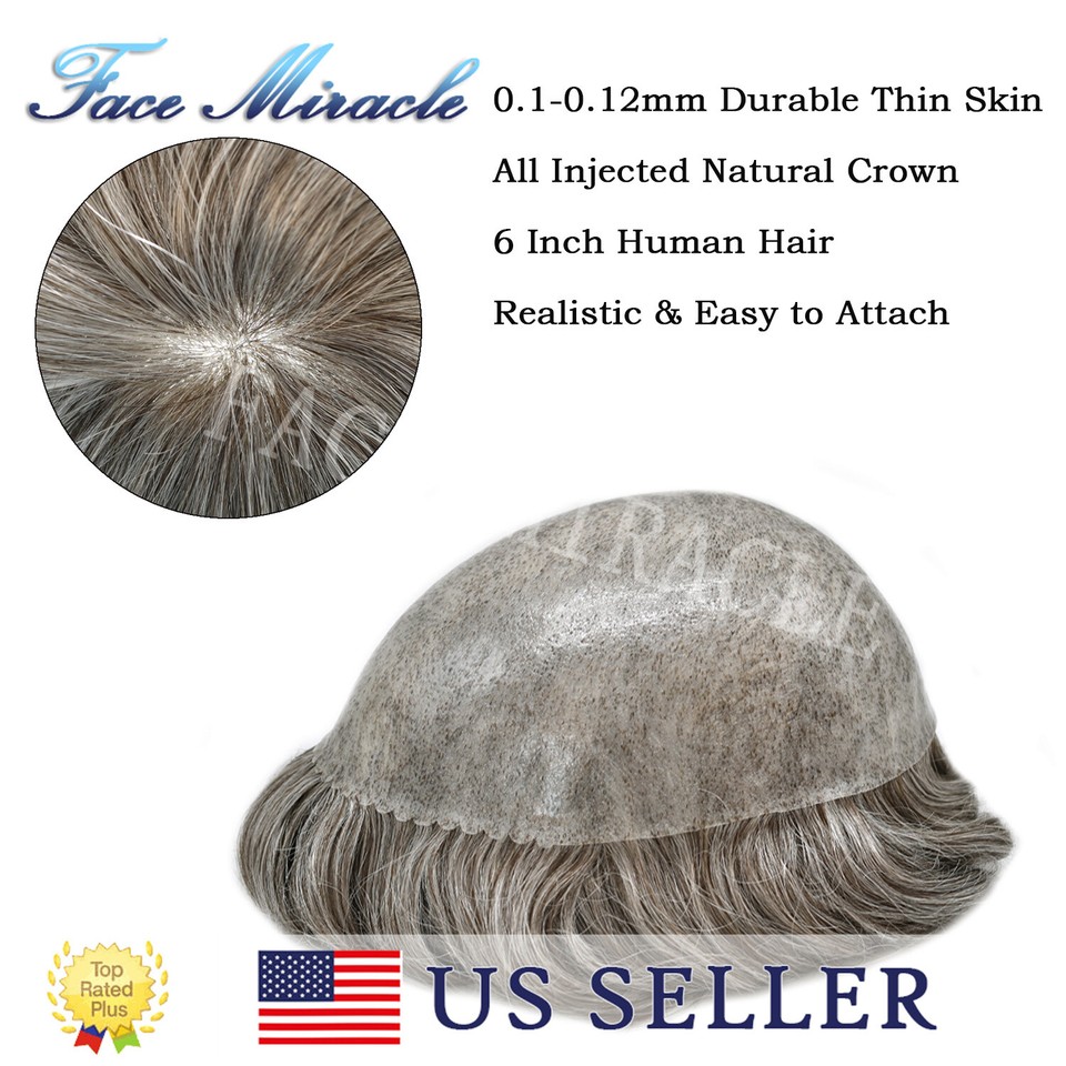 Full Poly Toupee for Men Human Hair System 0.1MM Skin PU Toupee Hair ...