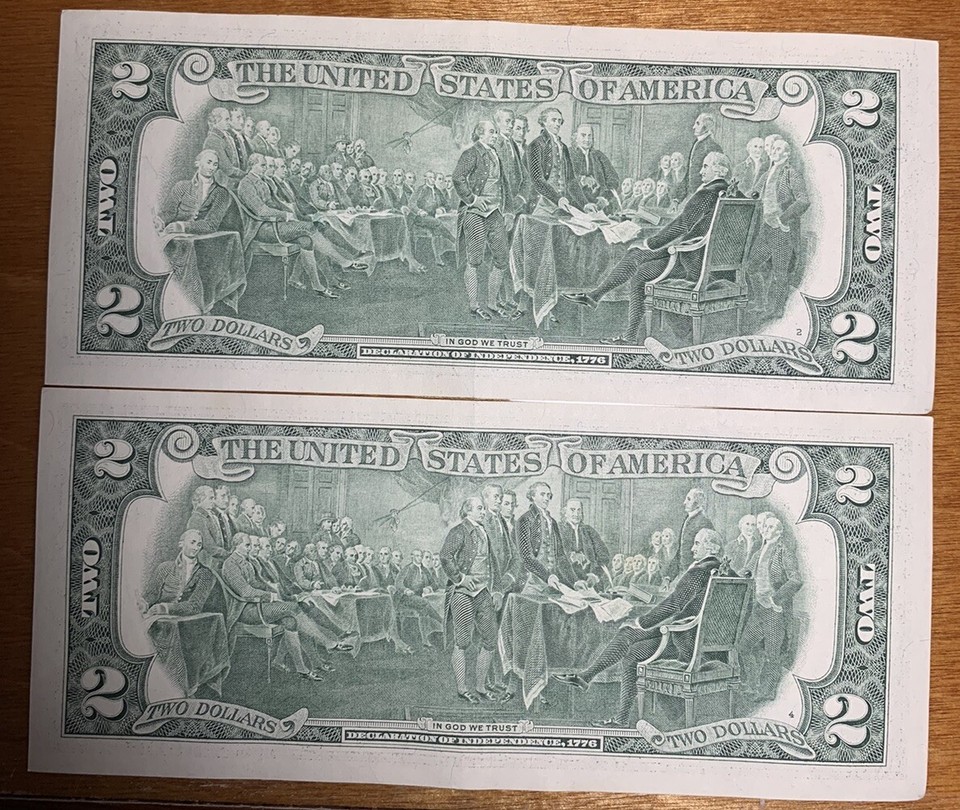 (2) 2013 $2 Two Dollar Bill Notes w/ Consecutive Serial Numbers - CRISP ...