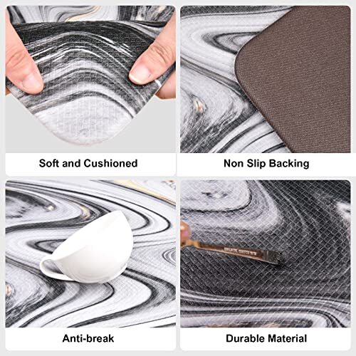 2-Piece Kitchen Runner Rug Set - 17" W x 29" L + 17" W x47" L Black ...