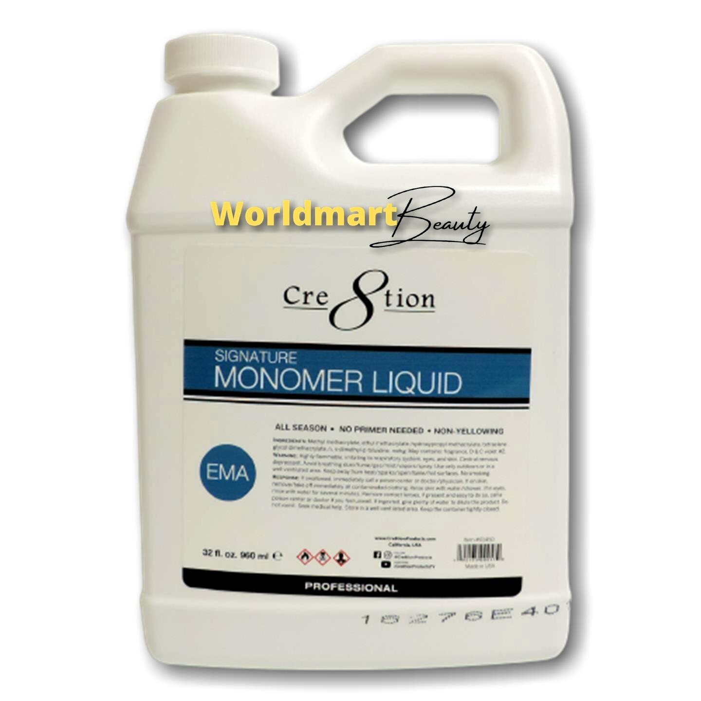 Cre8tion Acrylic Monomer Liquid 32 oz EMA Signature ODORLESS Acrylic ...