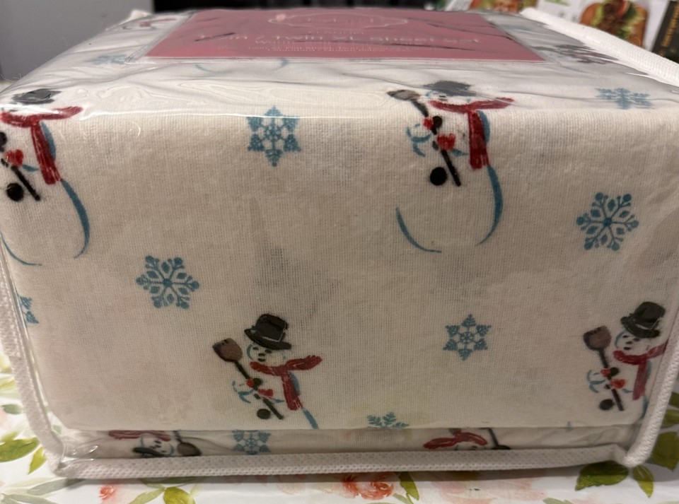 JOYLAND BELK FLANNEL CHRISTMAS SNOWMAN SNOWFLAKE TWIN 3 ~PIECE SHEET ...