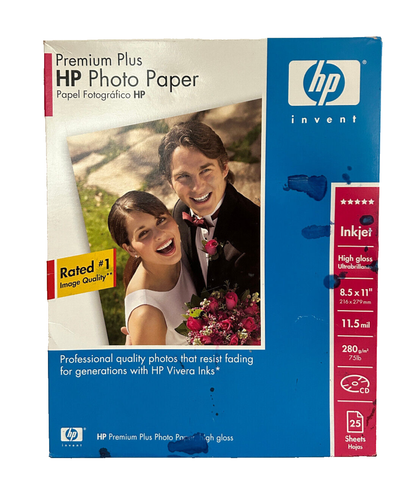 HP Premium Plus Inkjet Photo Paper 8.5 x 11, 25 Sheets, New in Sealed ...