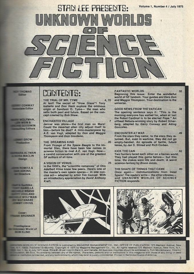 Unknown Worlds of Science Fiction #4 July 1975 Tim Conrad art, VG, Free ...
