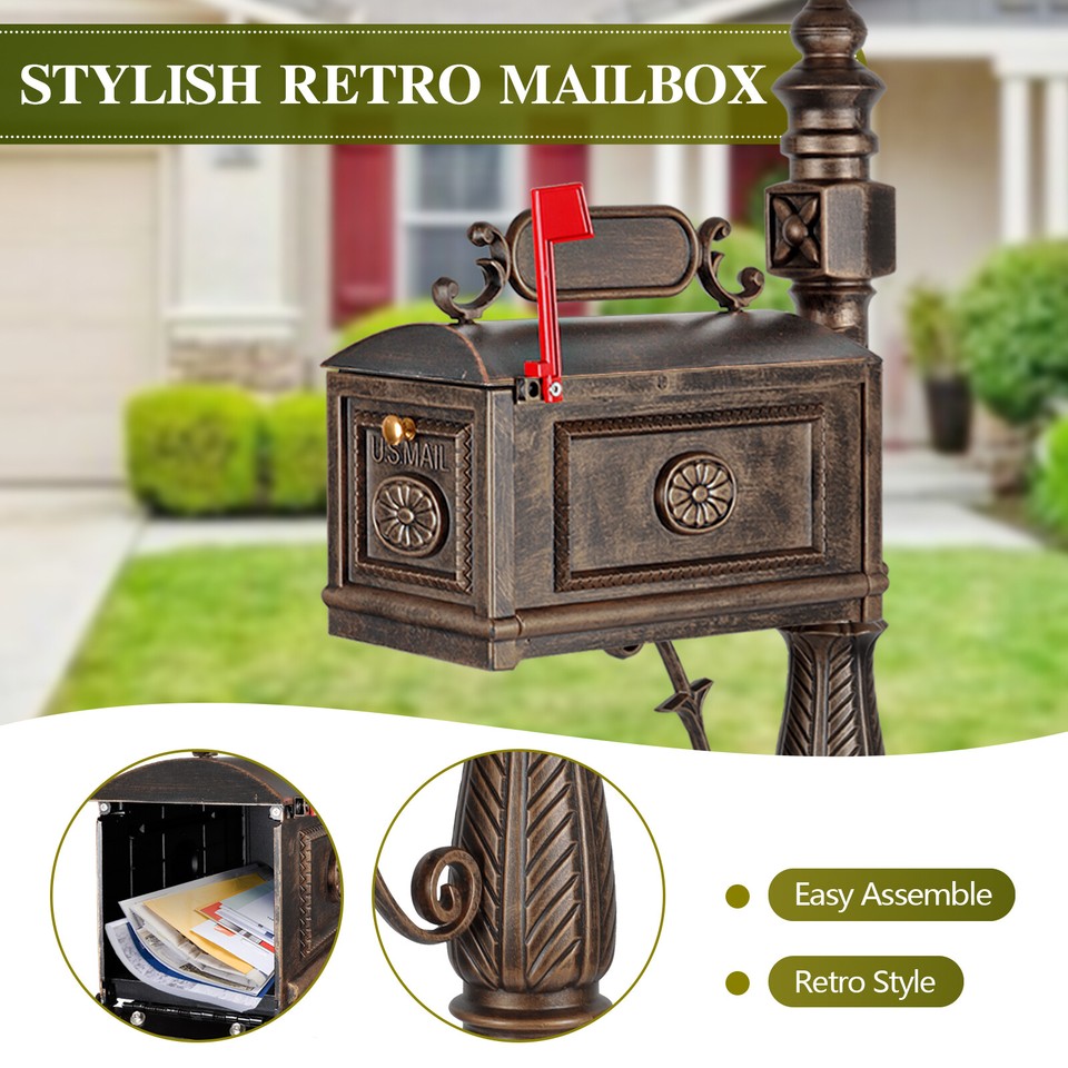 Post Mailbox Combination Stratford Heavy Duty Mail Box Cast Aluminum | eBay