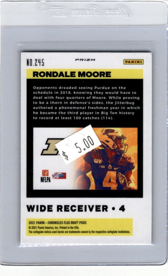 RONDALE MOORE 2021 FLUX DRAFT PINK PRIZM ROOKIE CARDINALS PURDUE K3 | eBay