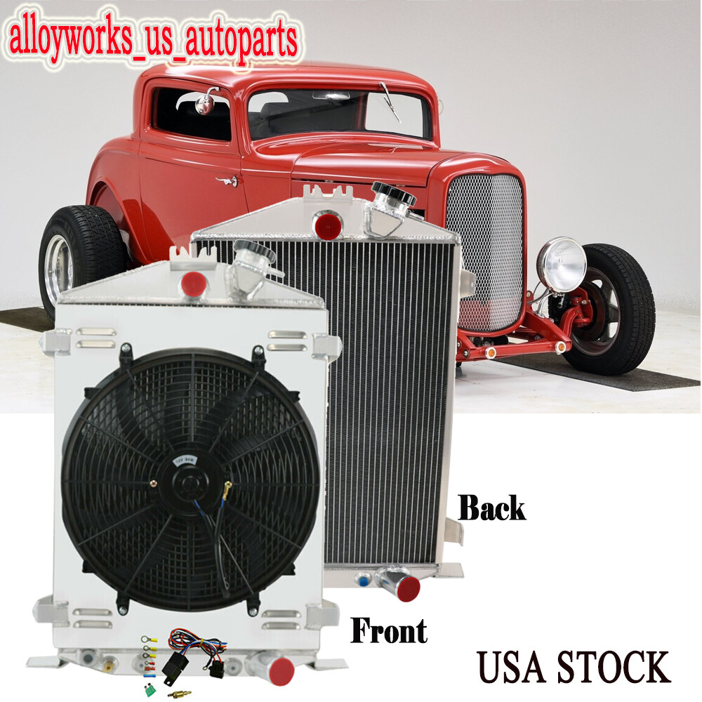 For 1932 FORD STREET RAT ROD Ford HI HIGH BOY 4 Row Radiator Shroud Fan ...