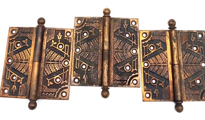 3 Antique Matching Ornate Bronze Victorian 5" Door Hinges~1800s/ Art ...
