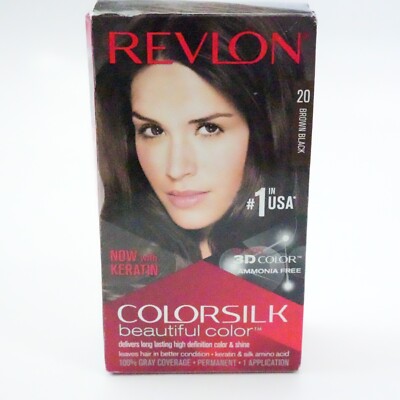 Revlon ColorSilk Beautiful Color Permanent Hair Color, 20 Brown Black ...