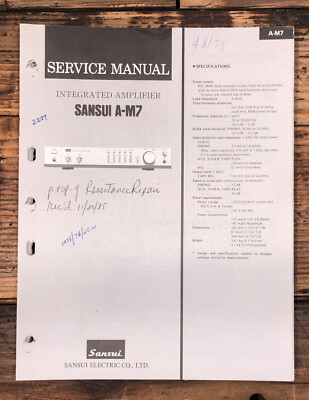 Sansui A-M7 Amplifier Service Manual *Original* | eBay