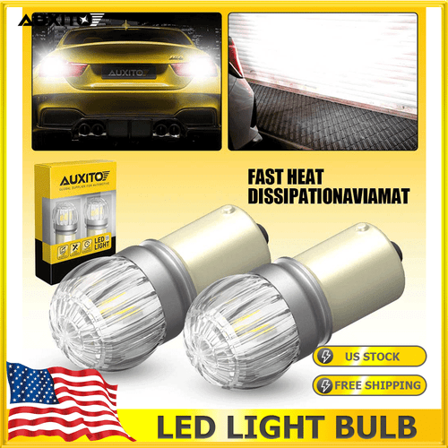 2x White 1156 BA15S LED Tail Brake Stop Reverse Turn Signal Light Bulbs ...