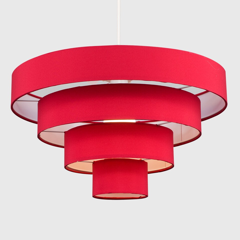 Modern 4 Tier Ceiling Light Shade Easy Fit Fabric Lampshade Pendant LED ...