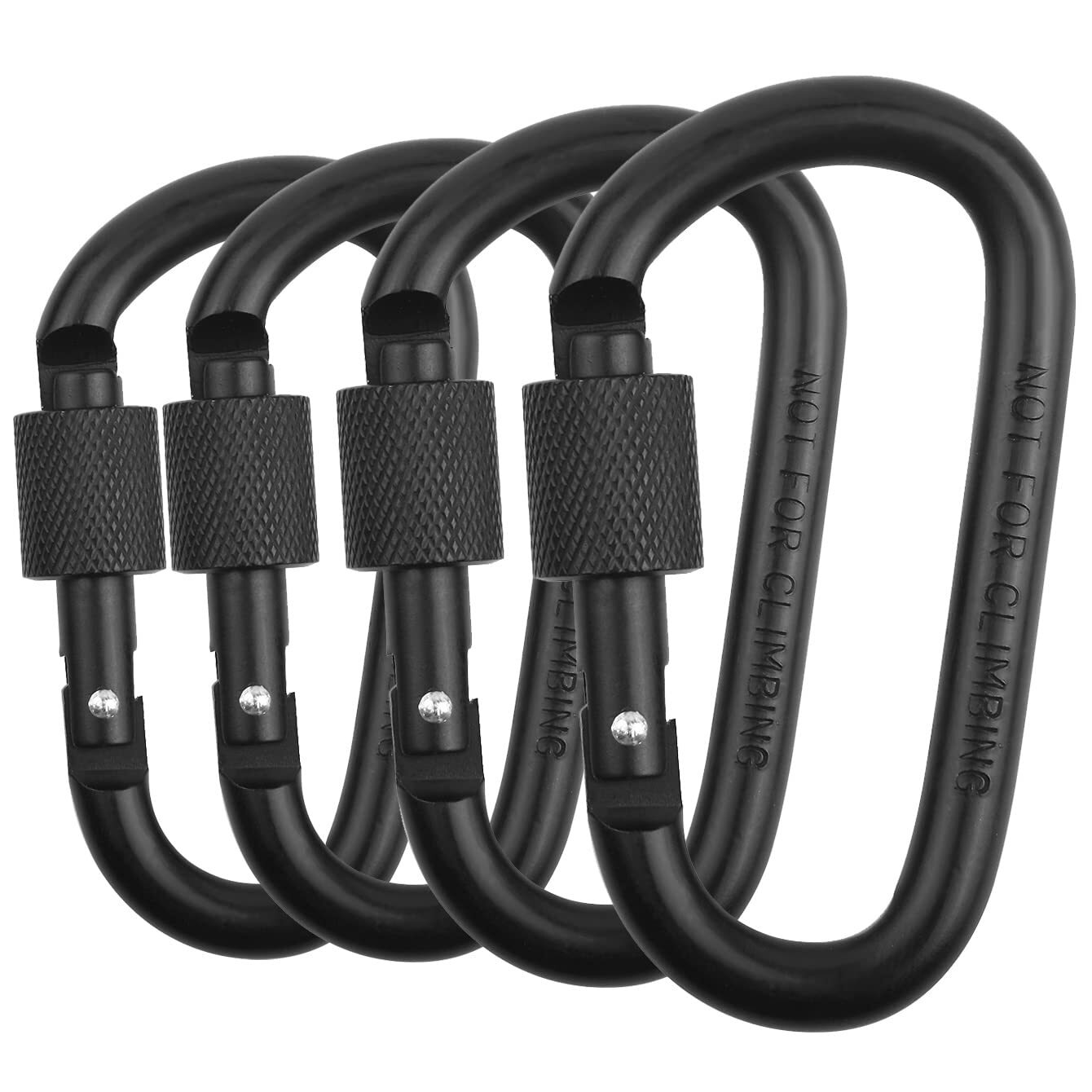 Vonpri 4 Pack Aluminum Locking Carabiner Clip D Ring Spring Medium ...