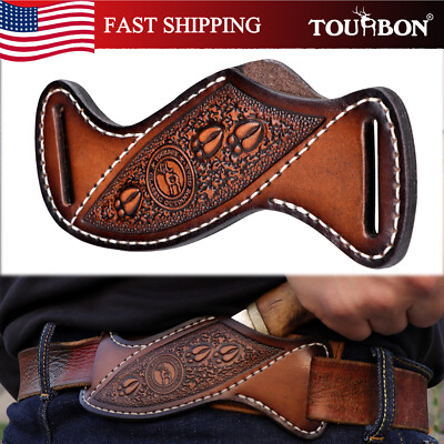 TOURBON Leather Fixed Blade Knife Sheath Slanted Pancake Belt Holster ...