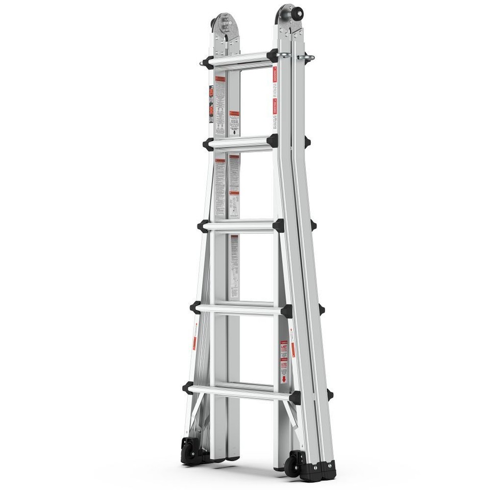 22 Ft Aluminum Adjustable Ladder Folding Extension Stepladder Multi-Use ...