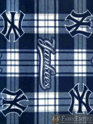 MLB New York Yankees Plaid Licensed Fleece Fabric / 58" Wide / SOLD BY ...