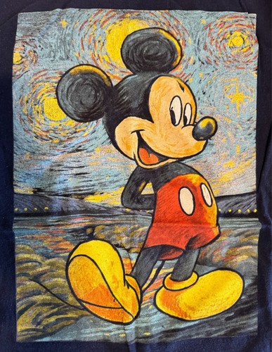 Disney Mickey Mouse Starry Night T-Shirt Men's M Blue Van Gogh graphic ...