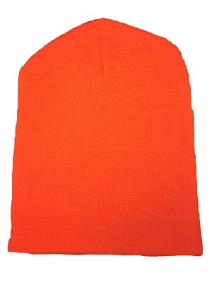 Solid Neon Orange Cap Stocking Winter Hat Biker Beanie Skully Free ...