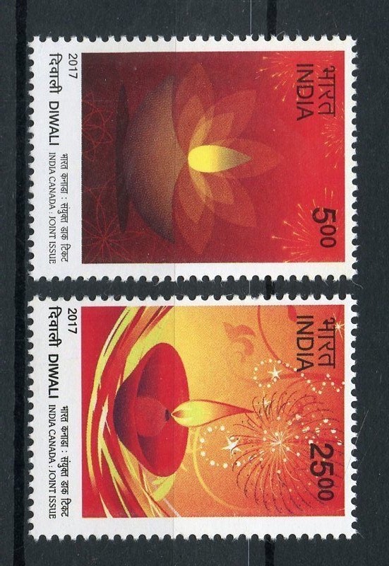 India 2017 Canada Joint Issue Festivals Diwali Deepavali stamp set 2v ...