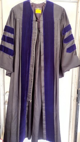 VINTAGE Doctoral Gown Academic Regalia Black Royal Blue Velvet ...