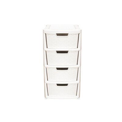 Thumbs Up Small Rattan 4 Drawer Plastic Storage Tower Cream | eBay UK