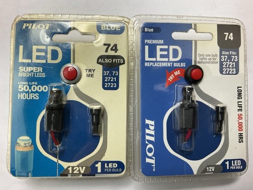 (2) Pilot IL74B # 74 Super Bright LED Light Bulbs Blue 12V For 2721 ...