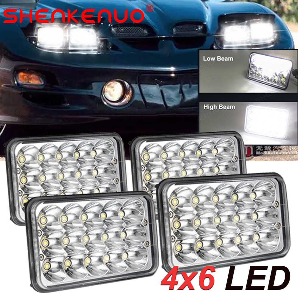 4PCS 4X6'' Inch LED Headlights Hi/Lo DRL For Pontiac Trans Am 98-02 ...