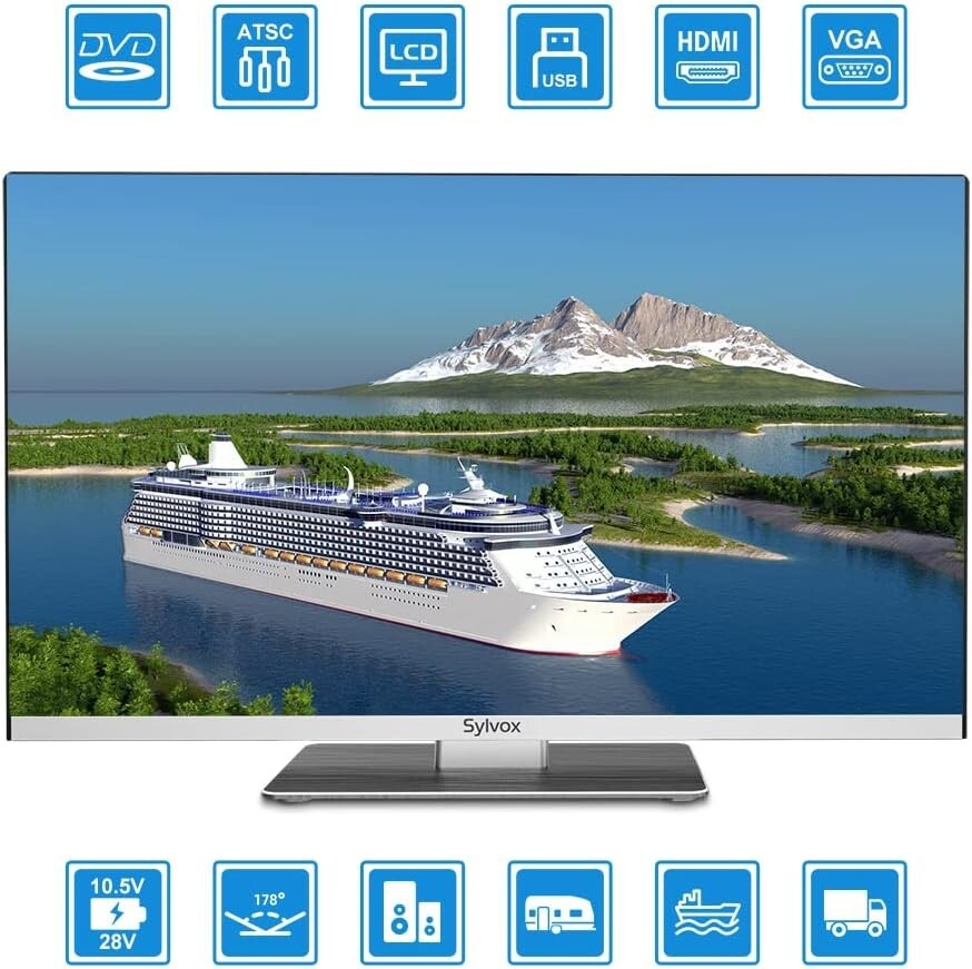 Sylvox 12/24 Volt TV 22 inch RV TV 1080P Full HD Smart TV with APP ...