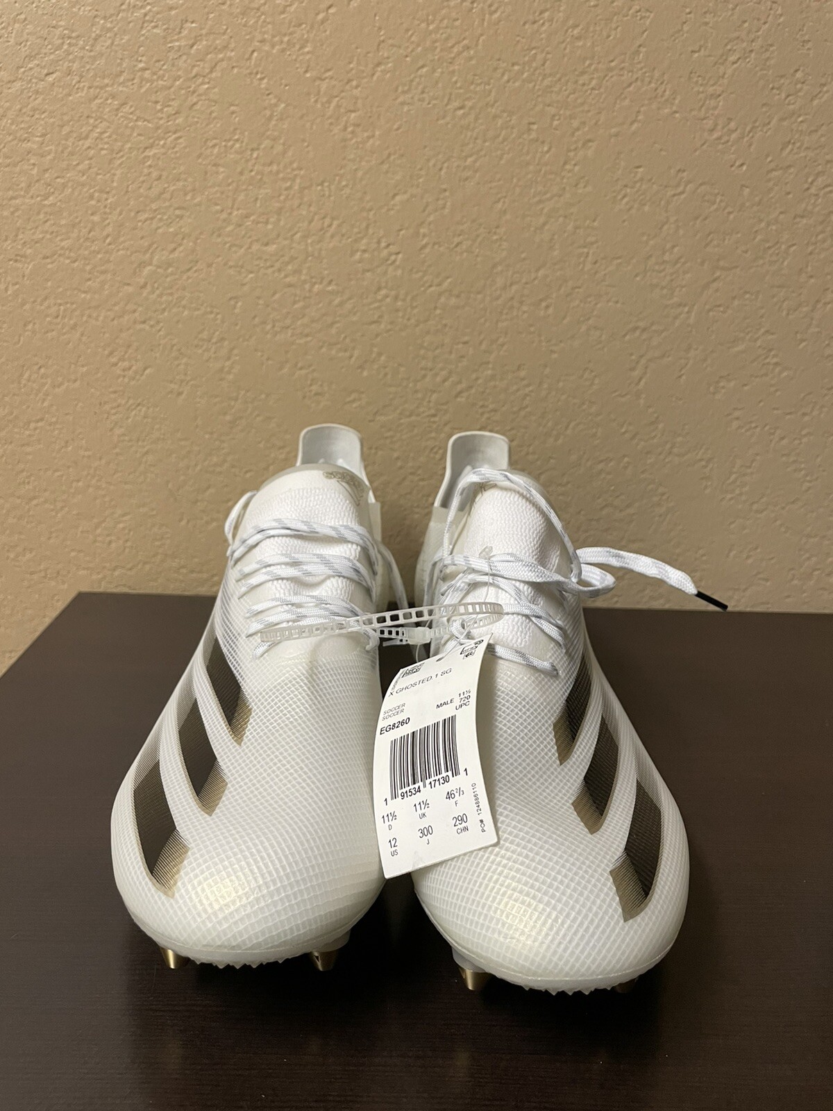 Size 12 - Adidas X Ghosted.1 SG EG8260 White Gold Men's Soccer Cleats ...