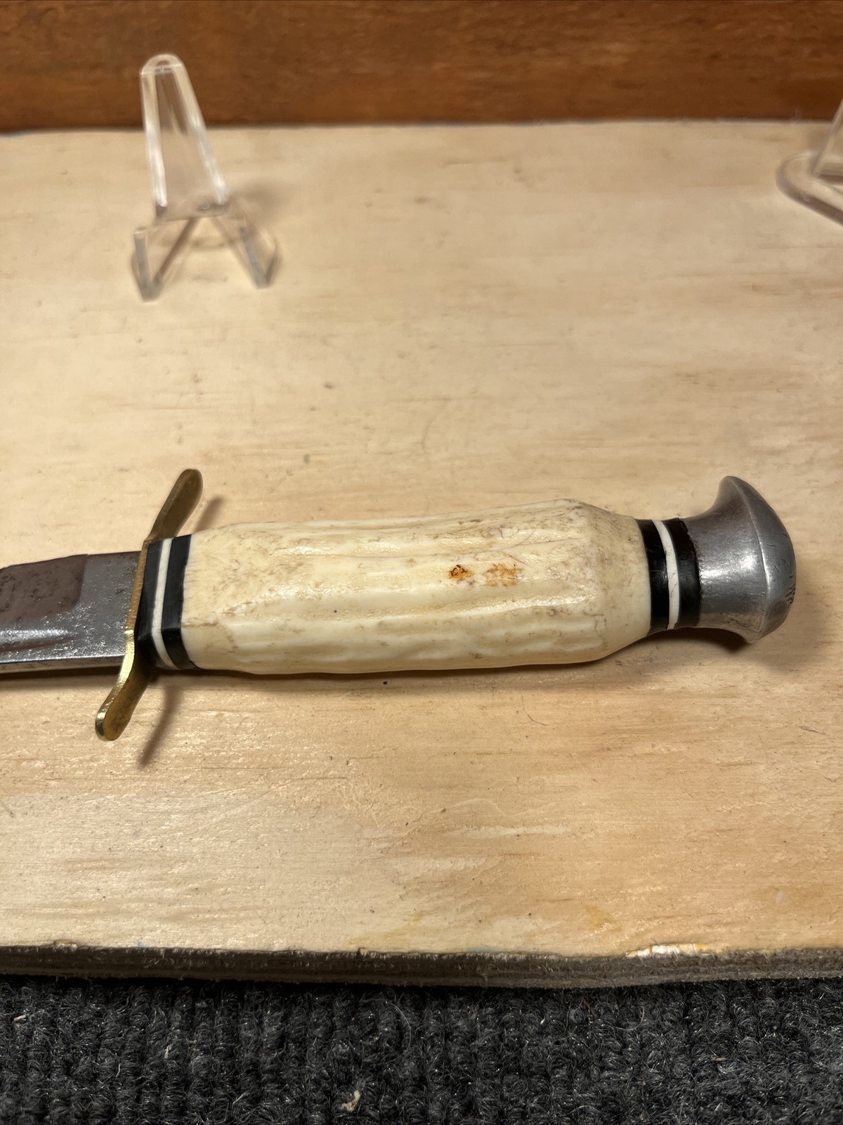 Vintage Hunting Knife Solingen GERMANY OLSEN KNIFE CO Stag Handle ...