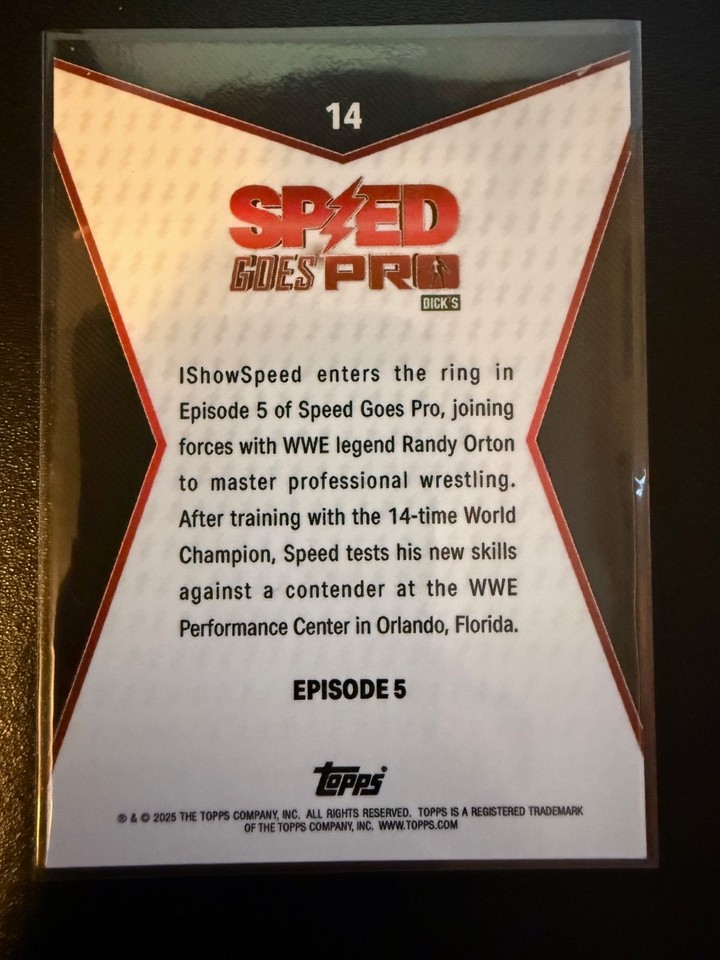 2025 Topps Speed Goes Pro - #14 Episode 5 IShowSpeed Wrestling WWE 41/ ...