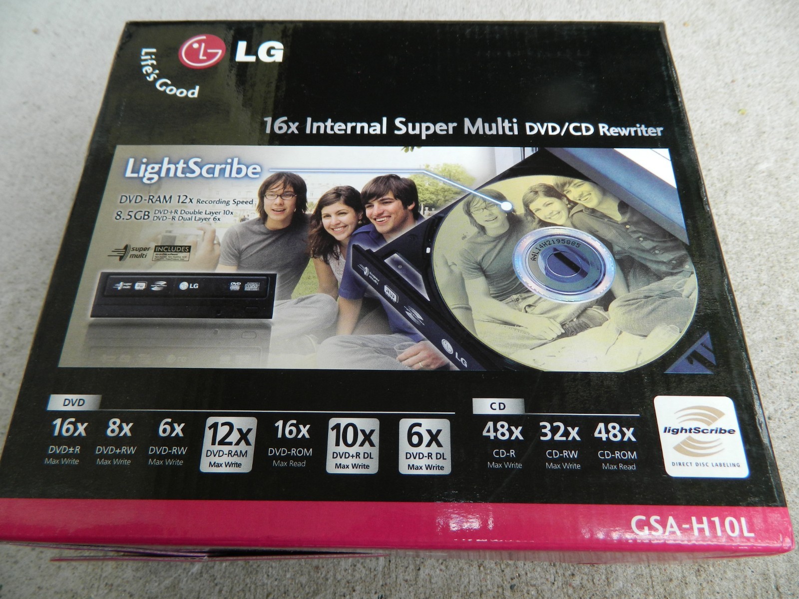 New LG 16x Internal Super Multi DVD CD Rewriter Drive GSA-H10L w ...