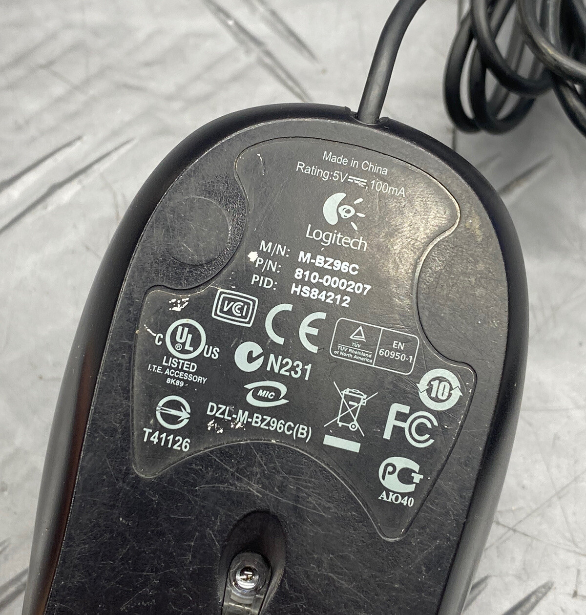 Logitech USB Optical Mouse Scroll Wired Mice 3 Button M-bz96c 810 ...