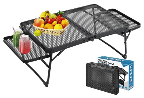 Small Low Camping Table with 2 Wing Panels, Folding Low Picnic ...