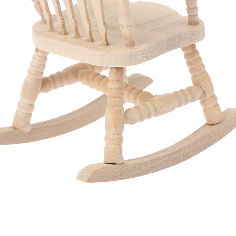 1/12 Dollhouse Miniature Wood Mini Rocking Chair Model Toy Furniture ...