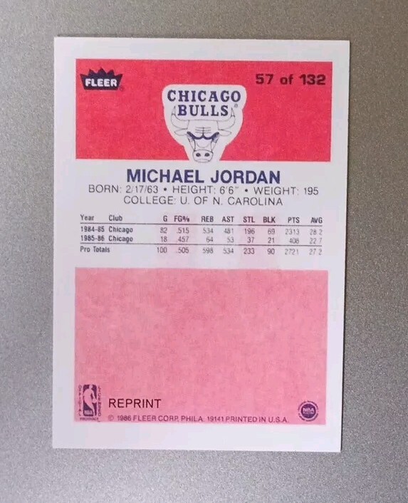 🔥🔥1986-87 Fleer Michael Jordan #57 Reprint 🔥🔥 | eBay