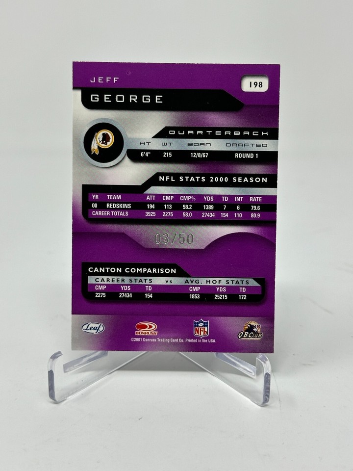 2001 Quantum Leaf Football Jeff George INFINITY Card #198 #3/50 | eBay